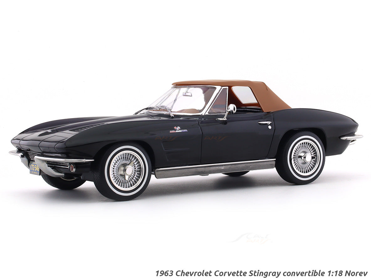 1963 Chevrolet Corvette Stingray convertible black 1:18 Norev diecast ...