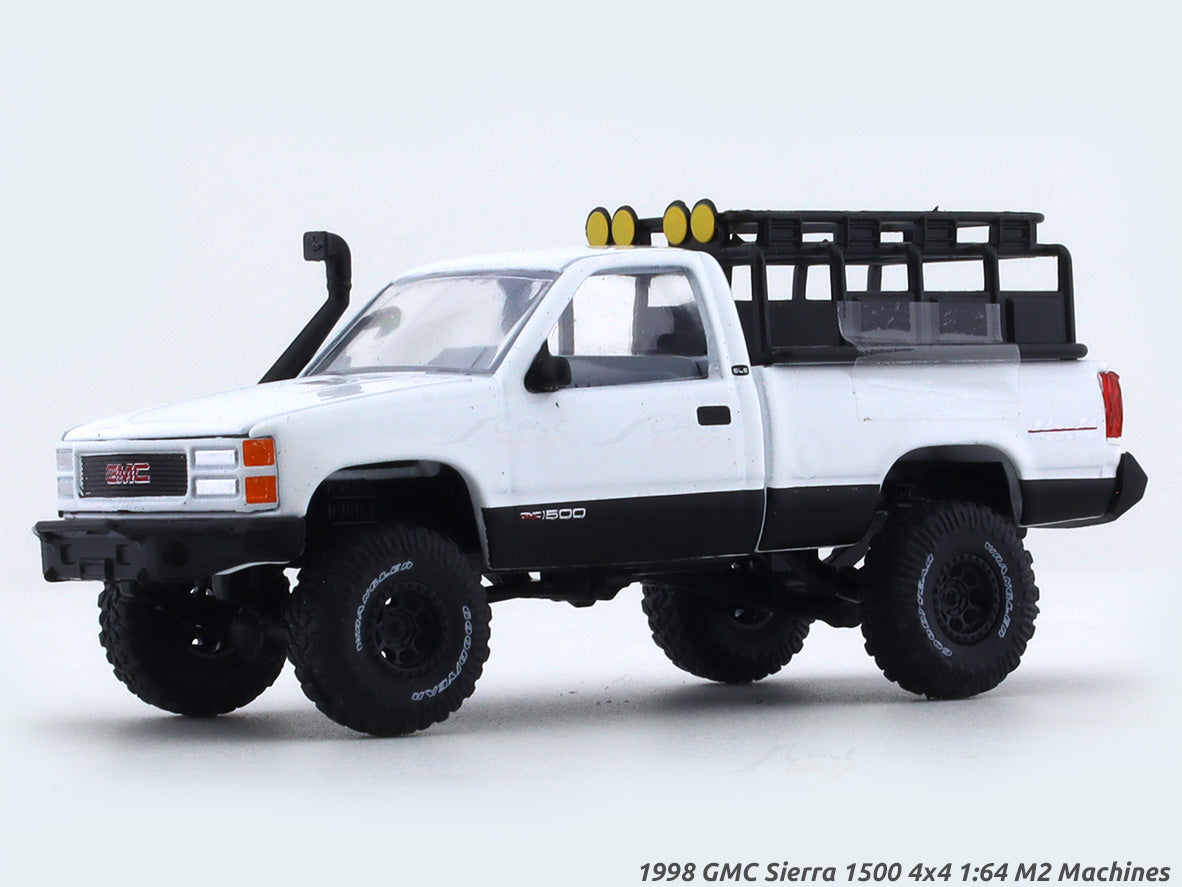 1998 GMC Sierra 1500 4x4 white 1:64 M2 Machines diecast scale model ...