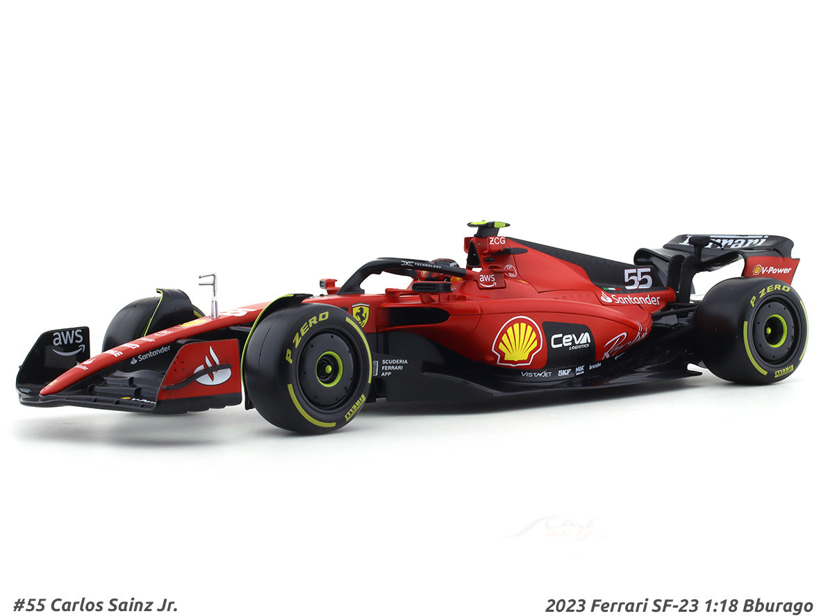 2023 Ferrari SF-23 #55 Carlos Sainz Jr. 1:18 Bburago & Coffee mug Scale ...