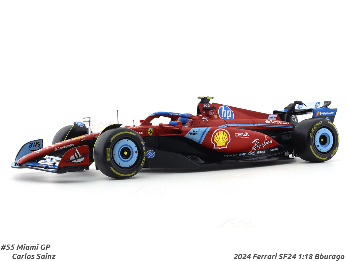 2024 Ferrari SF24 #55 Carlos Sainz Miami GP 1:18 Bburago diecast ...