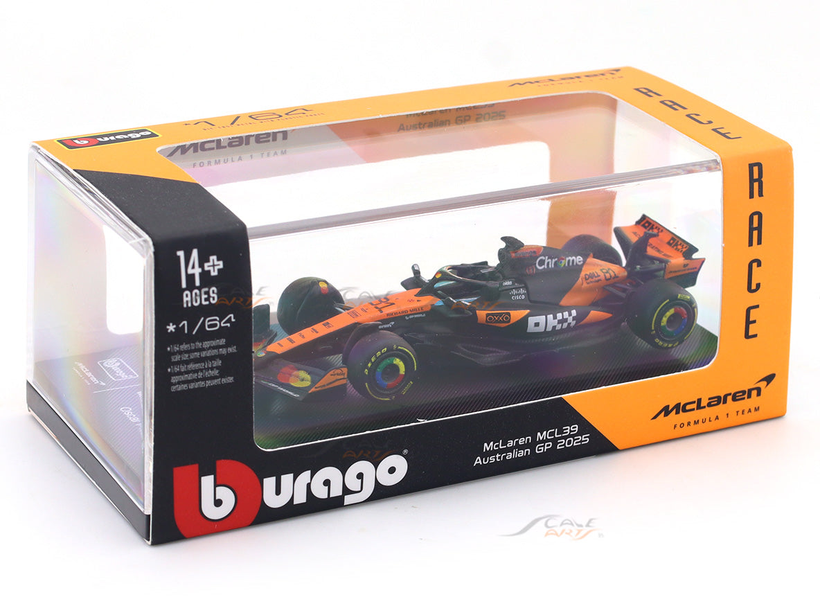 2025 McLaren MCL39 No 81 1:64 Bburago Licensed Diecast Formula 1 Scale ...
