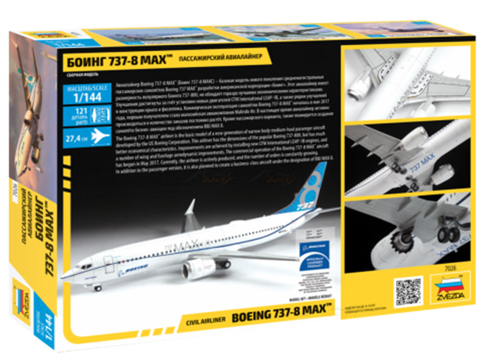 BOEING 737-8 MAX 1:144 Zvezda plastic model kit | Scale Arts India