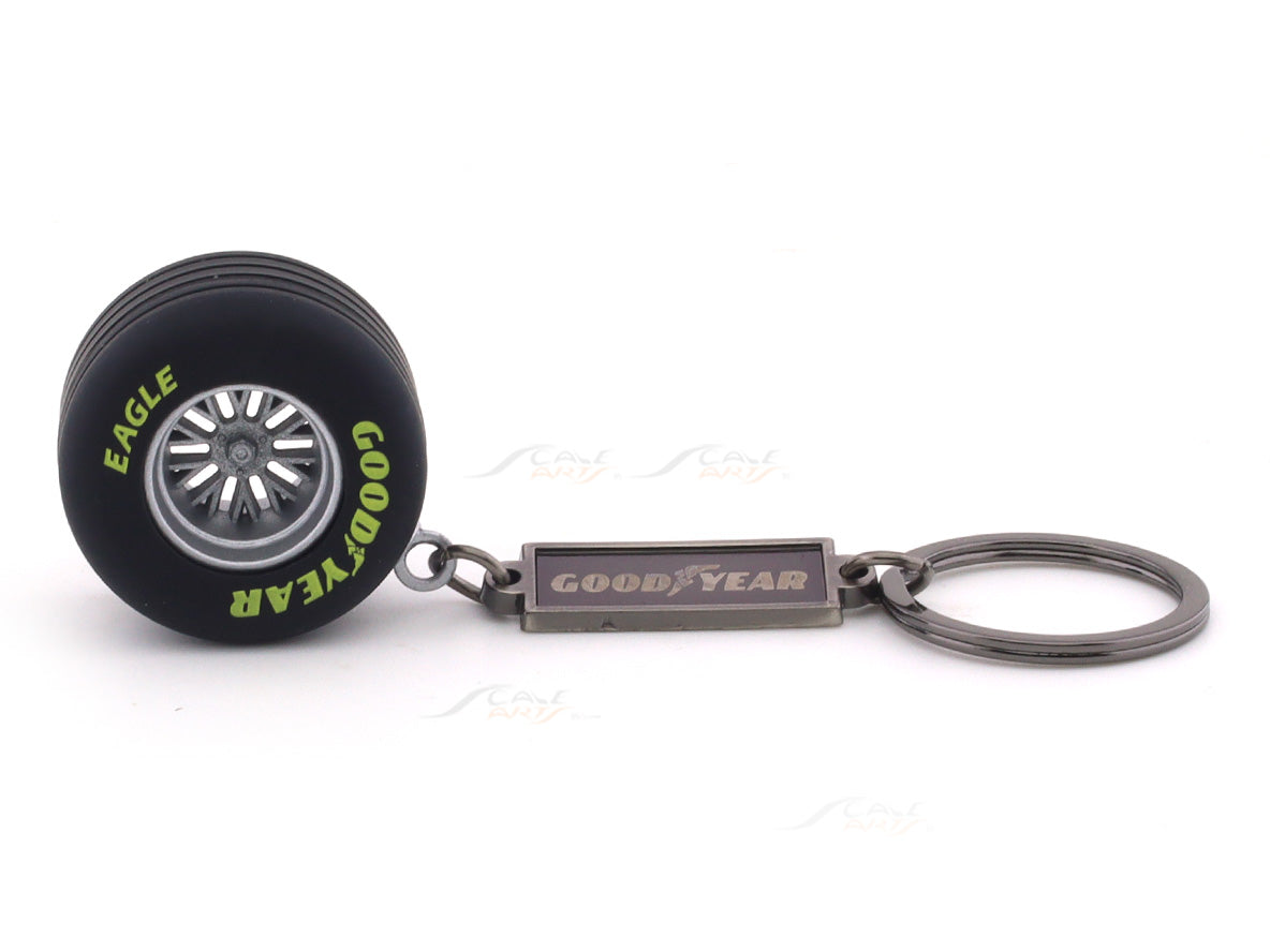 Goodyear Race Car tire with Rim keyring / keychain | Scale Arts India