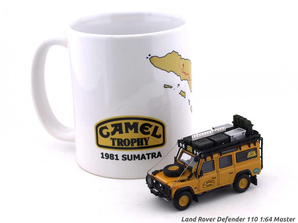 Land Rover Defender 110 Camel Trophy with mug 1:64 Master diecast scale ...
