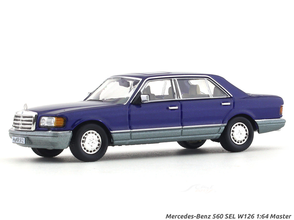 Mercedes-Benz 560 SEL W126 blue 1:64 Master diecast scale model ...