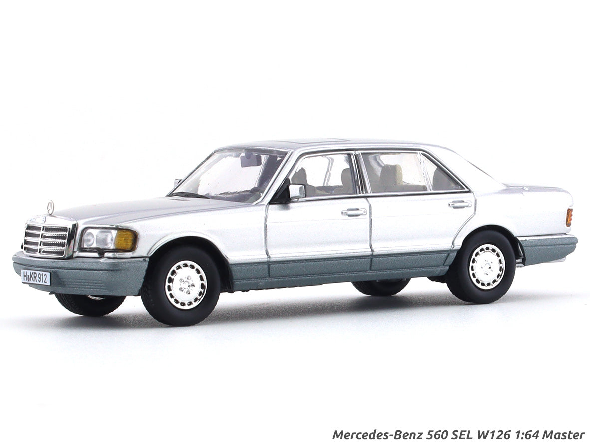 Mercedes-Benz 560 SEL W126 silver 1:64 Master diecast scale model car ...
