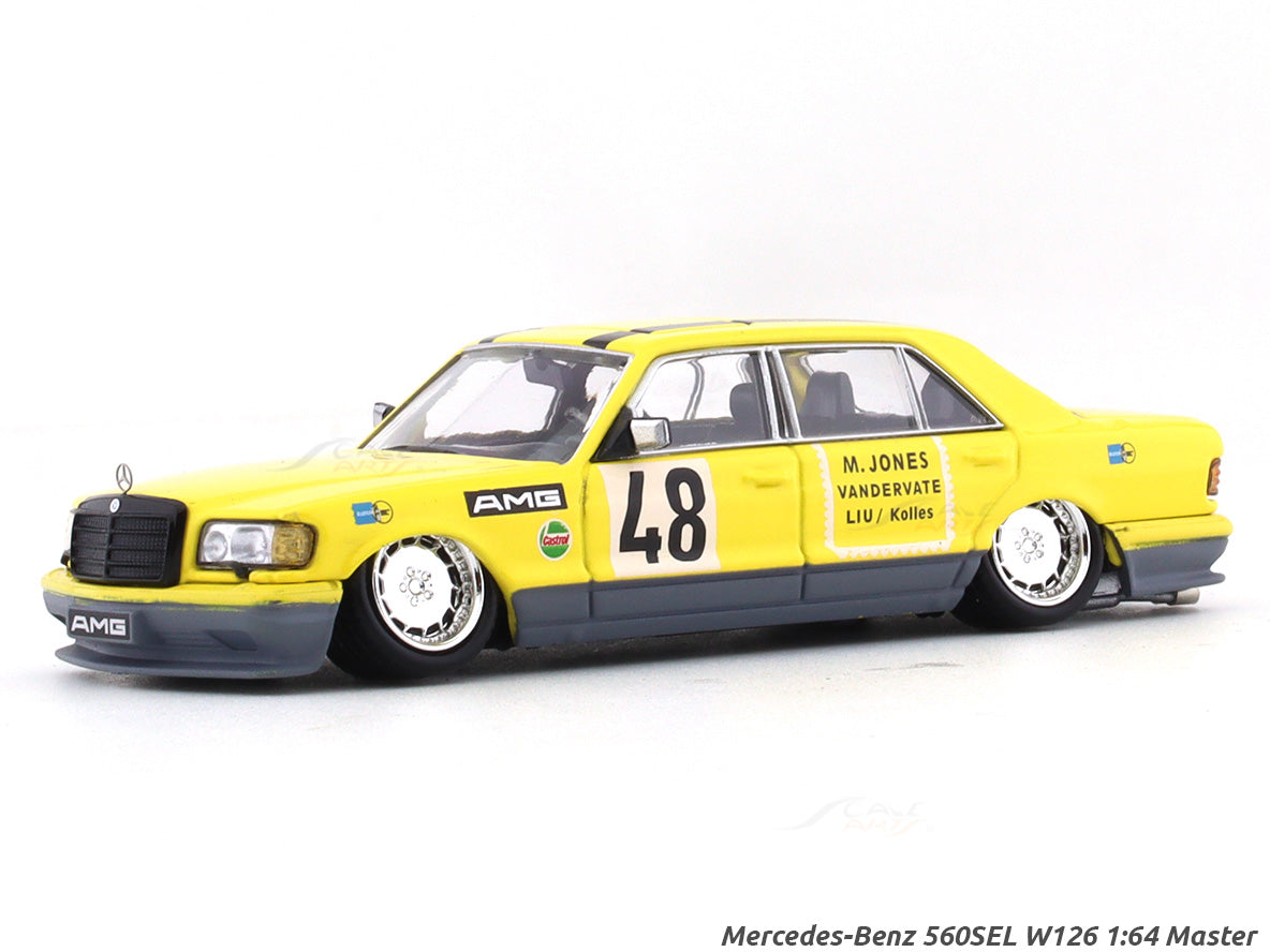 Mercedes-Benz 560SEL W126 Low Yellow Pig 1:64 Master diecast scale car ...