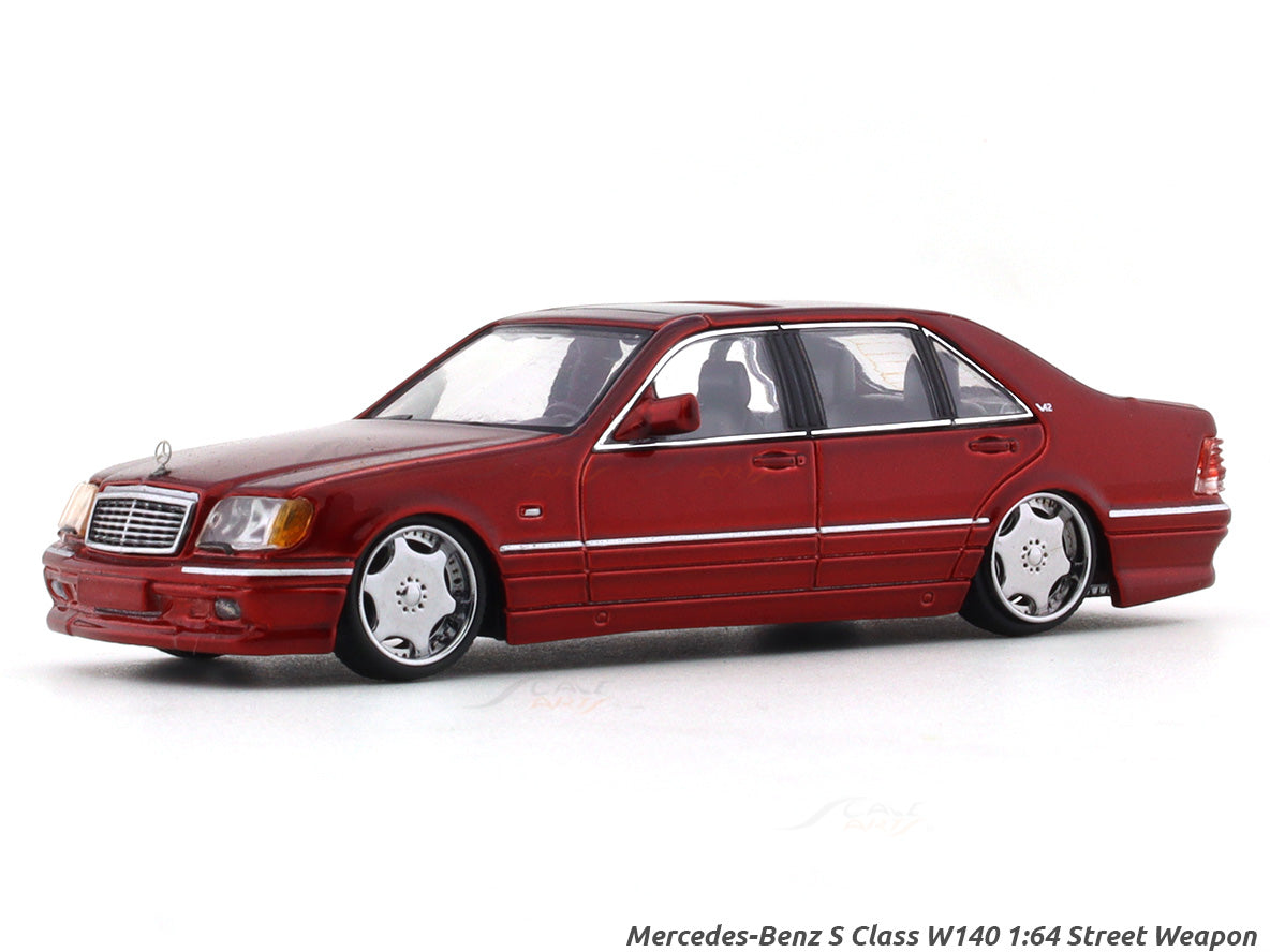 Mercedes-Benz S Class W140 red 1:64 Street Weapon diecast scale model ...