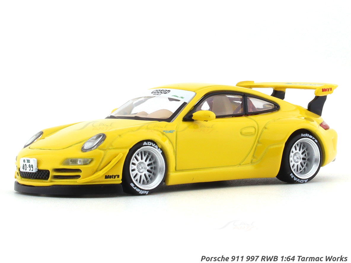 Porsche 911 997 RWB yellow 1:64 Tarmac Works diecast scale model car ...