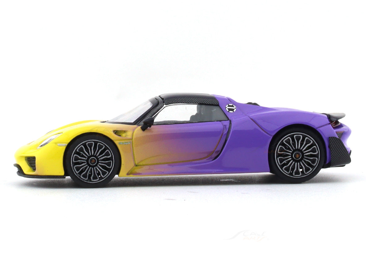 Porsche 918 Spyder yellow purple with figure 1:64 Time Micro diecast ...