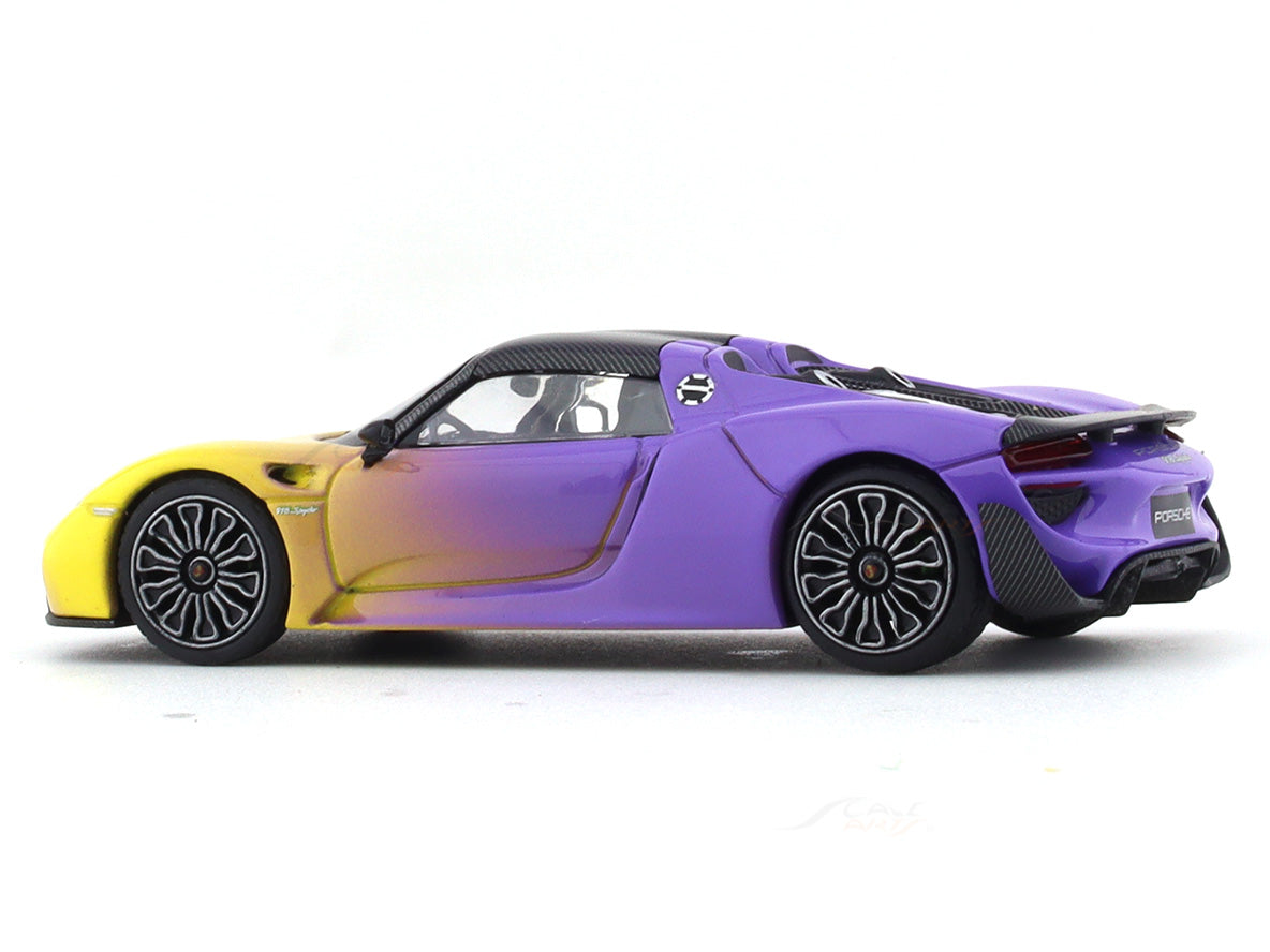 Porsche 918 Spyder yellow purple 1:64 Time Micro diecast scale car ...