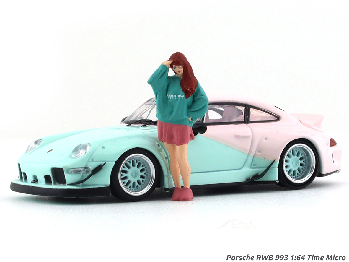 Porsche RWB 993 with figure blue 1:64 Time Micro diecast scale model ...