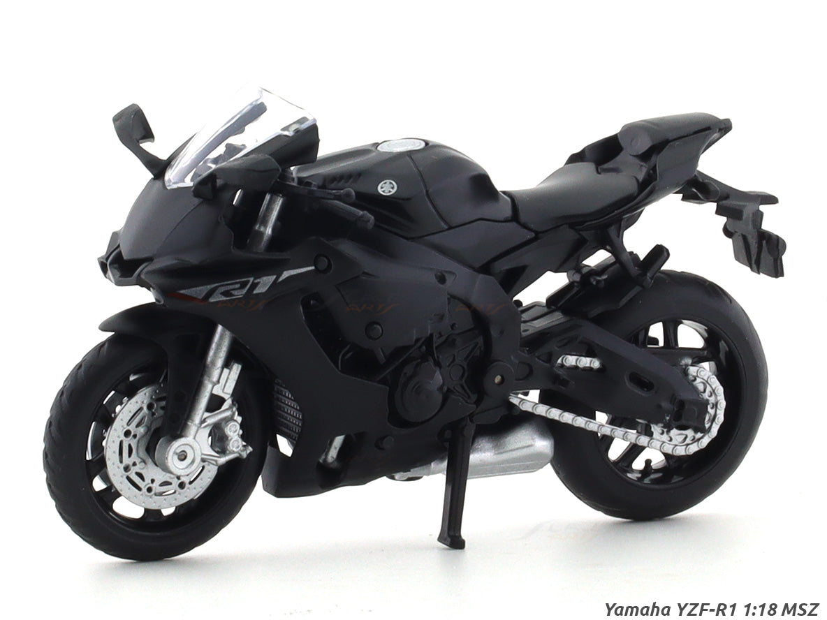 Yamaha YZF-R1 Matte Black 1:18 MSZ licensed diecast scale model bike ...