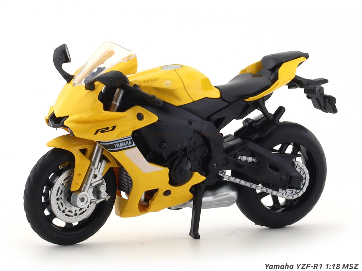 Yamaha YZF-R1 yellow 1:18 MSZ licensed diecast scale model bike ...