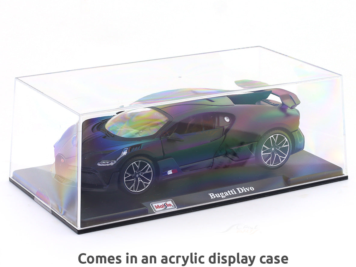Bugatti Divo Matte black 1:24 Maisto with Acrylic Case Licensed Diecast ...