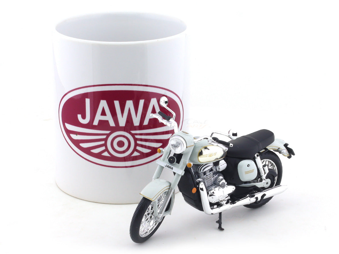 Jawa Classic grey with coffee mug 1:18 Maisto diecast scale Model bike ...