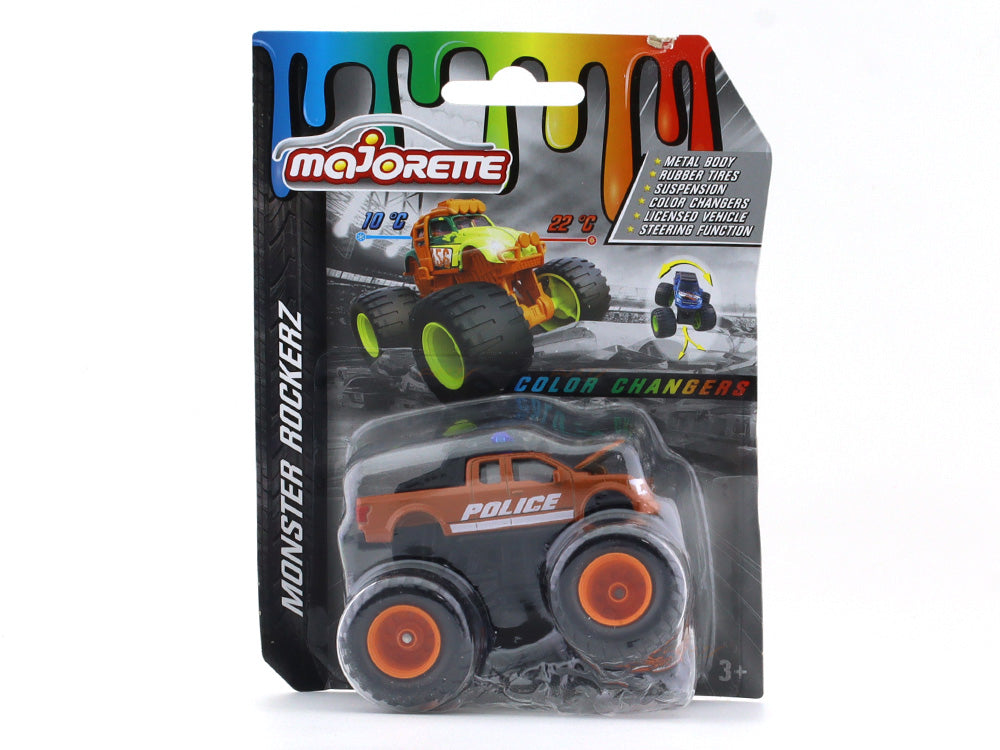 Ford Police orange Monster Rockerz Color changers 1:64 Majorette scale ...