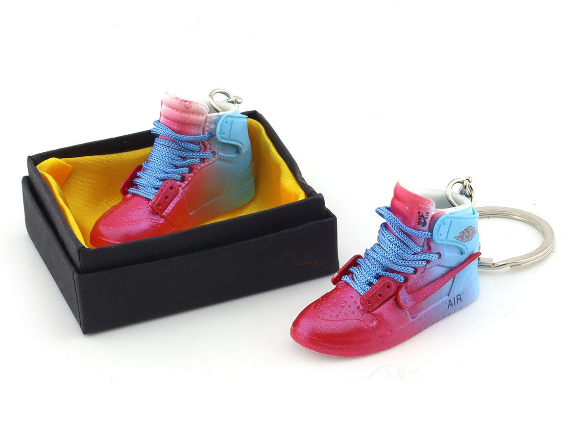Nike Jordan Air Red Blue stripes Shoes pair PVC keyring / keychain ...