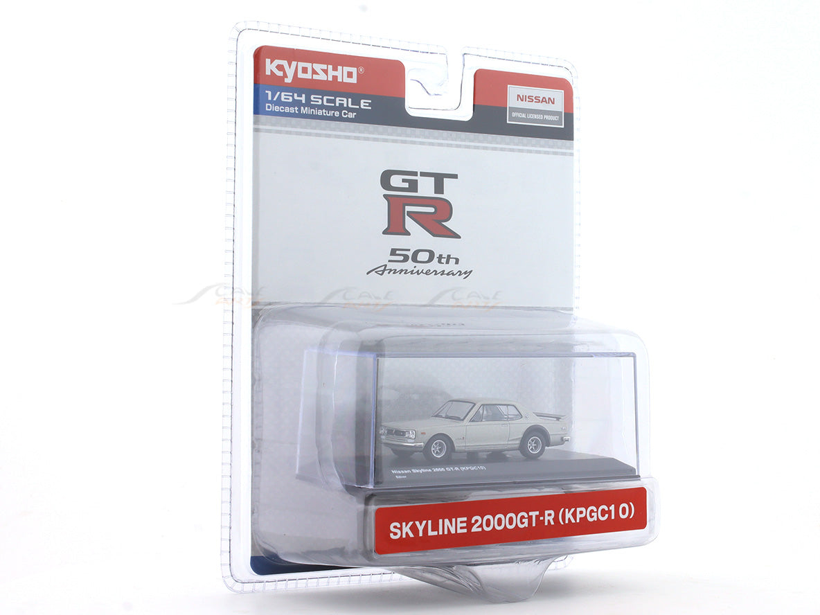 Nissan Skyline 2000 GT-R KPGC 10 Silver 1:64 Kyosho licensed diecast ...