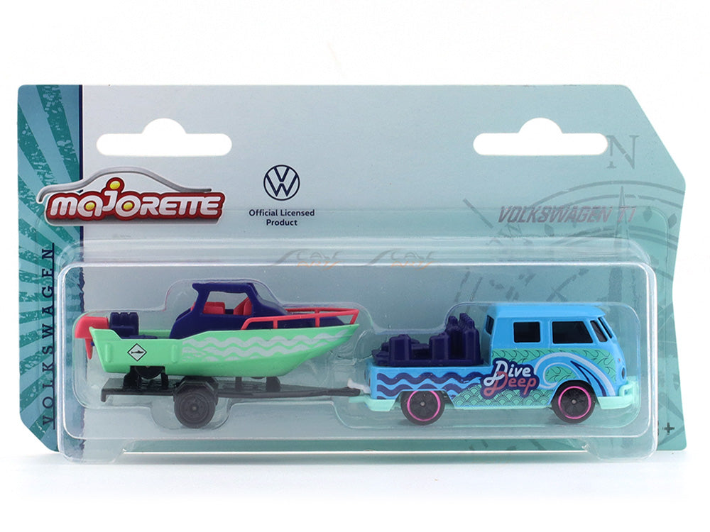 Volkswagen T1 with motorboat 1:64 Majorette scale model car | Scale Arts India