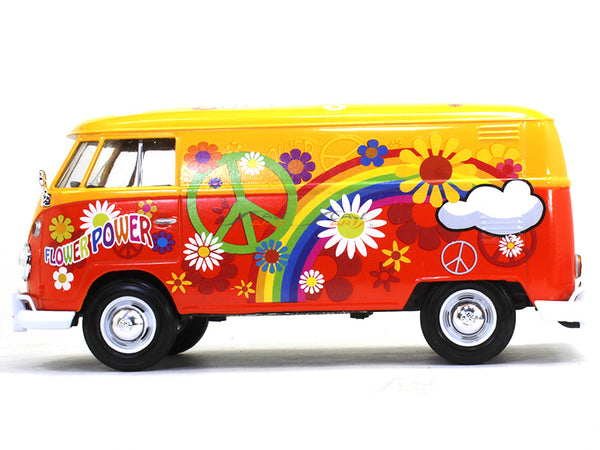 Volkswagen Type 2 T1 Delivery Van Flower Power 1:24 Motormax diecast ...